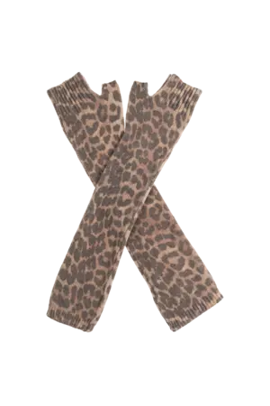 GANNI Long Fingerless Gloves - Brown