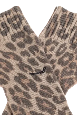 GANNI Long Fingerless Gloves - Brown
