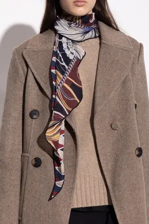 FERRAGAMO Silk Scarf With Geometric And Organic Motifs - Multicolour