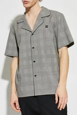 Balmain Checked Pattern Shirt - Grey