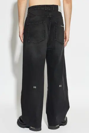 44 LABEL GROUP Wide Leg Raw Edge Jeans
