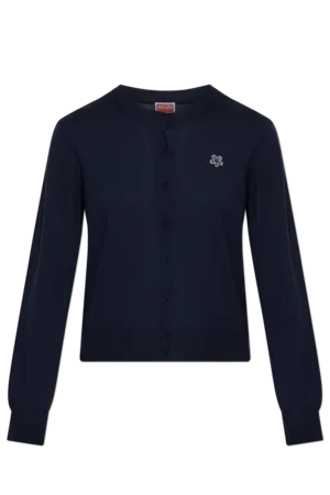 Kenzo Wool Cardigan With Patch - Navy Blue
