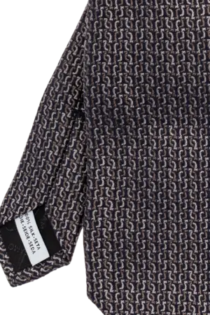 FERRAGAMO Geometric Print Silk Necktie - Black