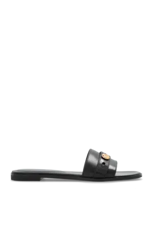 Tory Burch Romy' Leather Slides - Black