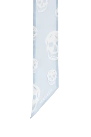 Alexander McQueen Silk Scarf With A Distinctive Skull Motif - Light Blue