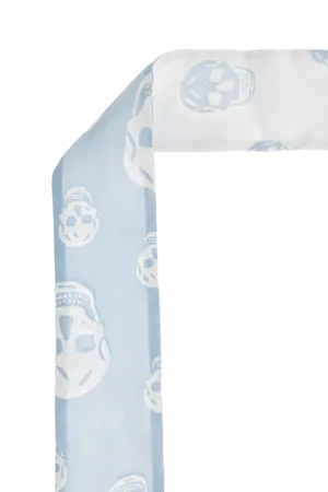 Alexander McQueen Silk Scarf With A Distinctive Skull Motif - Light Blue