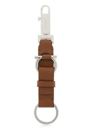 FERRAGAMO Engraved Logo Keychain - Brown
