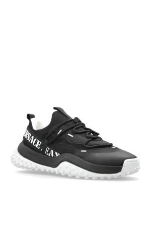 Versace Sports Shoes With Printed Logo - Black