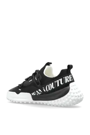 Versace Sports Shoes With Printed Logo - Black