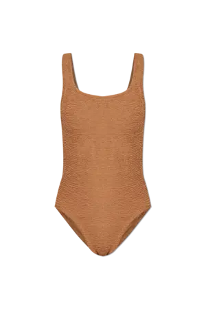 Hunza G Square Neck One-Piece Swimsuit Brown