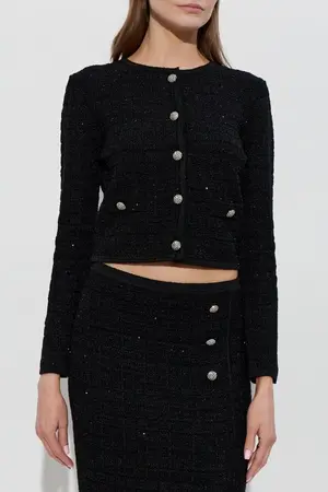 Alessandra Rich Cardigan With Shimmering Appliqués