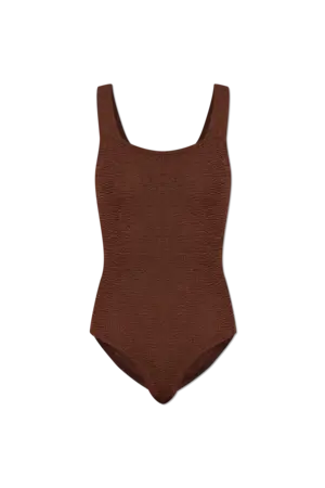 Hunza G Square Neck One-piece Swimsuit - Brown