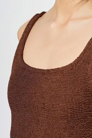Hunza G Square Neck One-piece Swimsuit - Brown