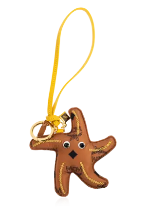 Mcm Keychain With Charm - Brown