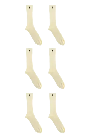 Ami Three-pack Of Socks With Embroidered Logo - Cream