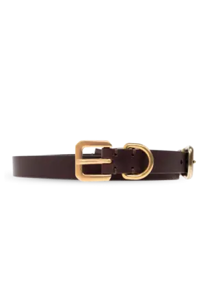 Etro Leather Belt With Geometric Buckle - Brown