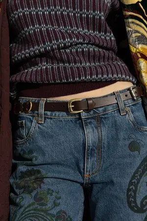 Etro Leather Belt With Geometric Buckle - Brown