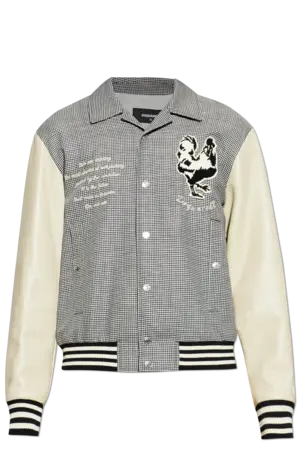 Dsquared2 Houndstooth Pattern Varsity Jacket - Black