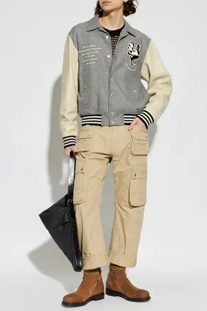 Dsquared2 Houndstooth Pattern Varsity Jacket - Black