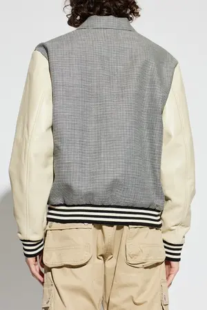 Dsquared2 Houndstooth Pattern Varsity Jacket - Black