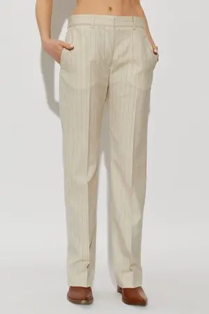 Acne Studios Wool Pinstripe Trousers - Cream