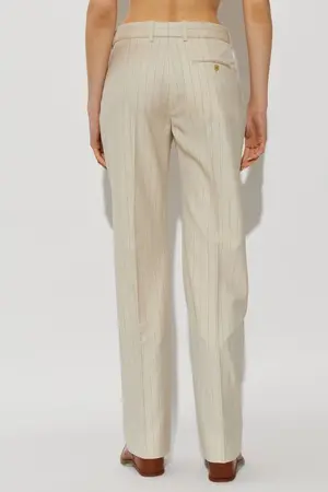 Acne Studios Wool Pinstripe Trousers - Cream