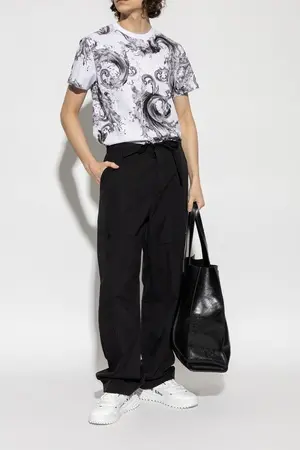 Versace Sports Shoes With Printed Logo - White