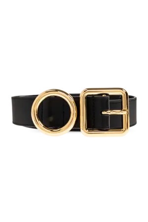Jacquemus Leather Belt With Gold-tone Buckle - Black