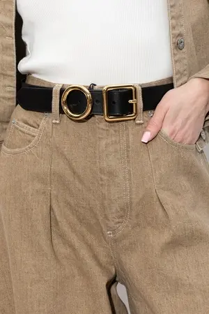 Jacquemus Leather Belt With Gold-tone Buckle - Black