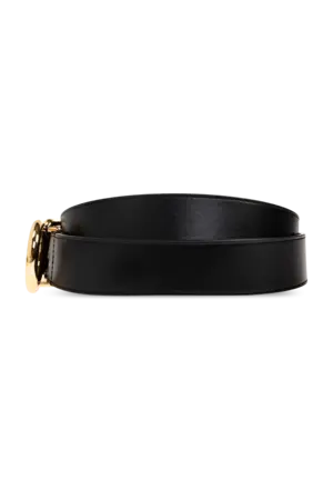 Jacquemus Leather Belt With Gold-tone Buckle - Black