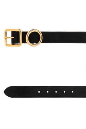 Jacquemus Leather Belt With Gold-tone Buckle - Black