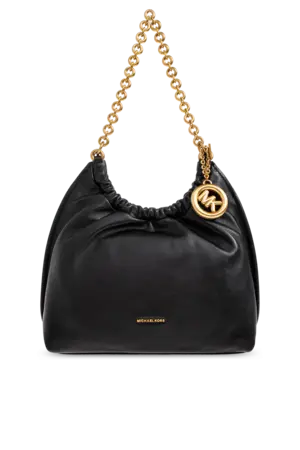 Michael Kors Leather Bucket Bag With Chain Strap - Black