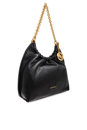 Michael Kors Leather Bucket Bag With Chain Strap - Black