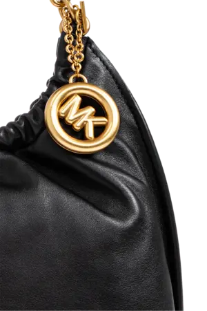 Michael Kors Leather Bucket Bag With Chain Strap - Black