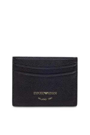Emporio Armani Leather Card Holder - Black