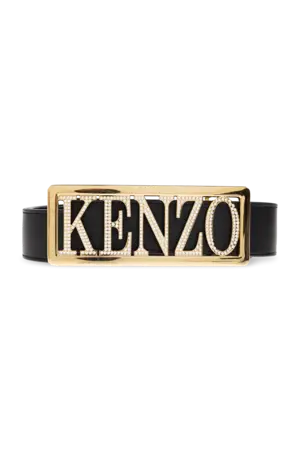 Kenzo Leather Belt With Logo - Black
