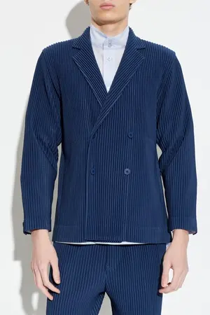 Issey Miyake Pleated Blazer - Navy Blue