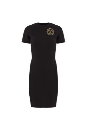 Versace Printed Logo Knit Dress - Black