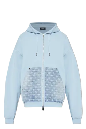 Dsquared2 Logo Denim Pocket Zip Up Hoodie