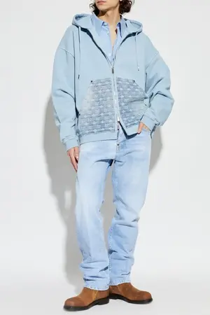 Dsquared2 Logo Denim Pocket Zip Up Hoodie