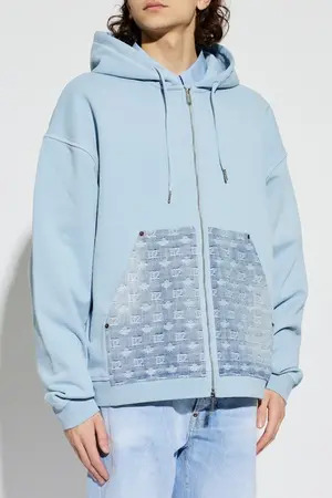 Dsquared2 Logo Denim Pocket Zip Up Hoodie