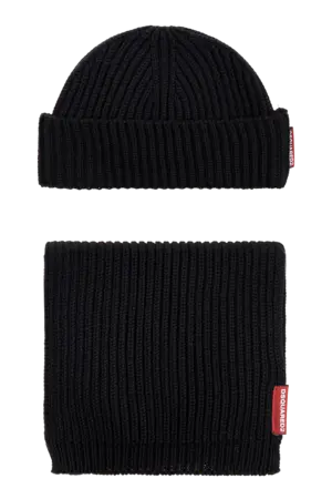 Dsquared2 Hat And Scarf Set - Black