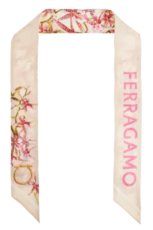 FERRAGAMO Silk Scarf Cream