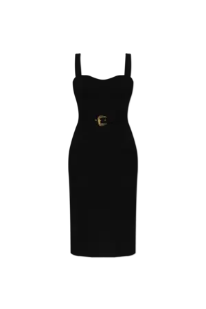 Versace Pencil Dress With Baroque Buckle - Black