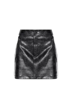 ADIDAS ORIGINALS Logo Embossed Crocodile-skin Pattern Skirt - Black