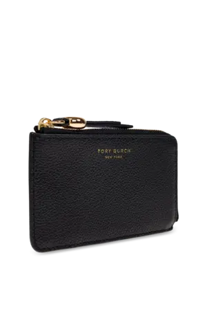 Tory Burch Leather Card Holder With Logo - Black