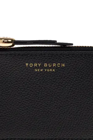 Tory Burch Leather Card Holder With Logo - Black