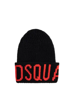 Dsquared2 Wool Beanie With Logo - Black