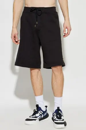 Versace Sweat Shorts With Printed Logo - Black