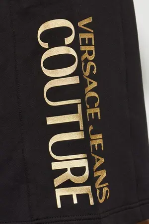 Versace Sweat Shorts With Printed Logo - Black